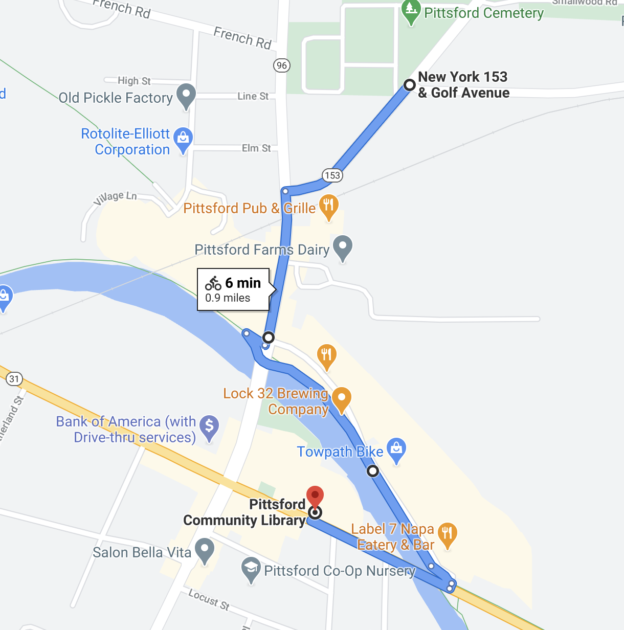 20 Minutes by Bike Blog Series: Pittsford Map - Reconnect Rochester